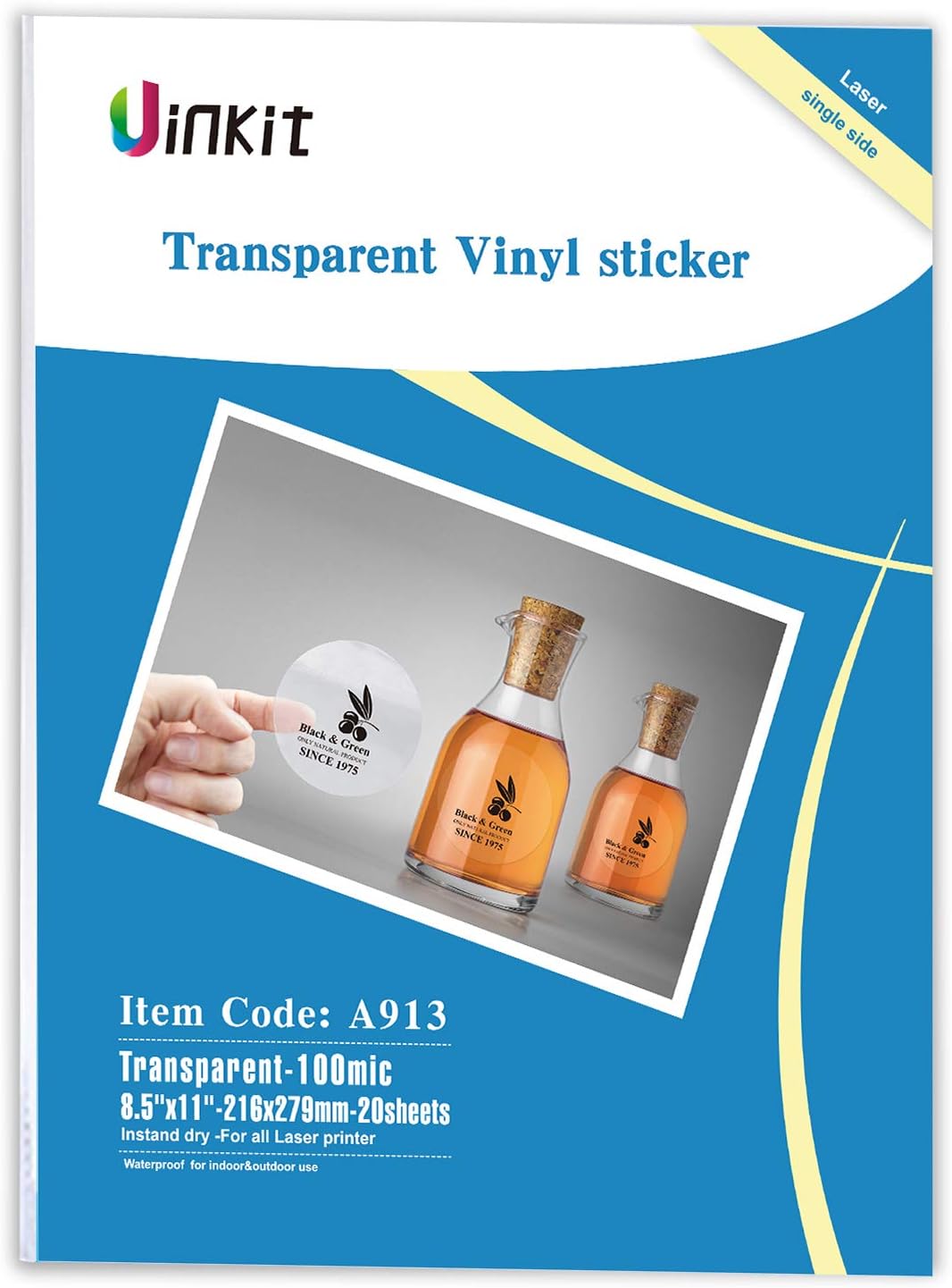 Lot de 25 feuilles de papier autocollant en vinyle transparent ...