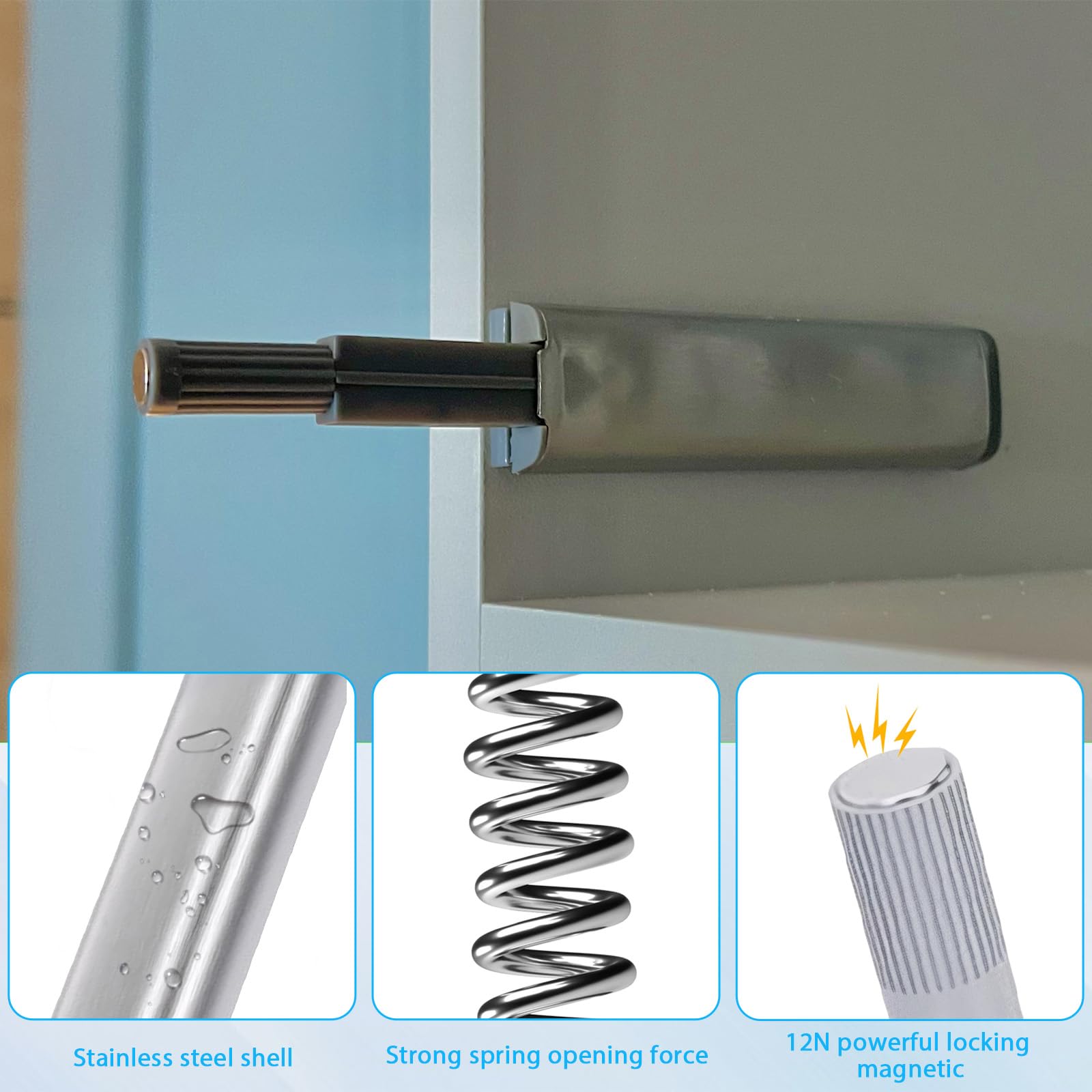 6 Pack Cabinet Push to Open Door Catches Magnetic Cupboard Door Catch ...