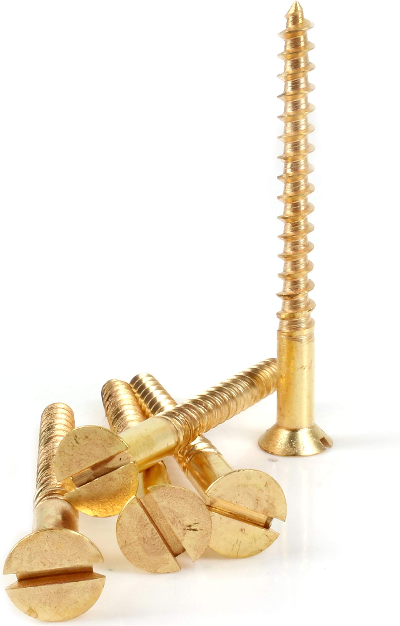 10x Solid Brass Wood Screws (10G x 2") Countersunk Flat Flush Slot Head ...