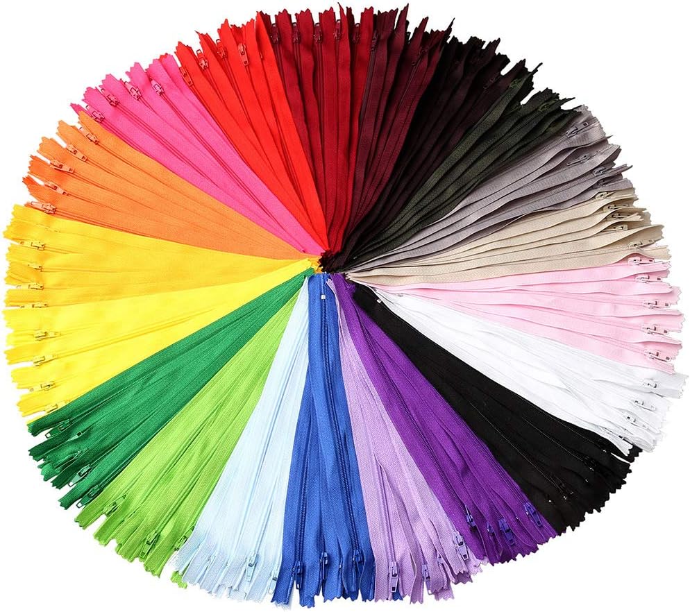 SUMAJU 100 Pcs Nylon Zippers, 7.8 Inch Zippers Coil Zippers for Sewing ...