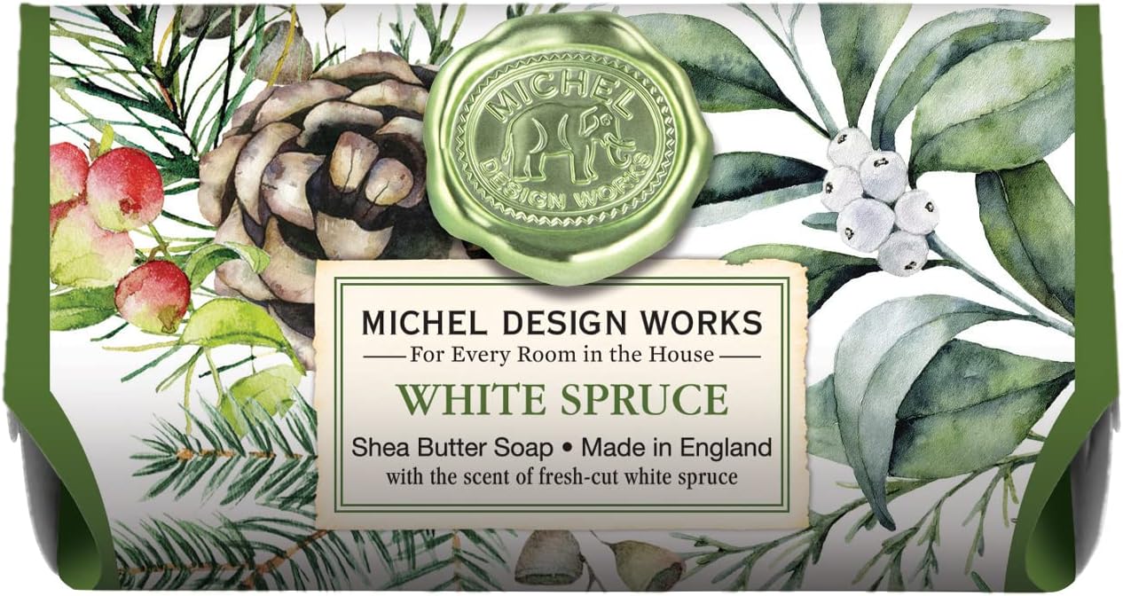 Amazon.com : Michel Design Works Large Bath Soap Bar, White Spruce ...