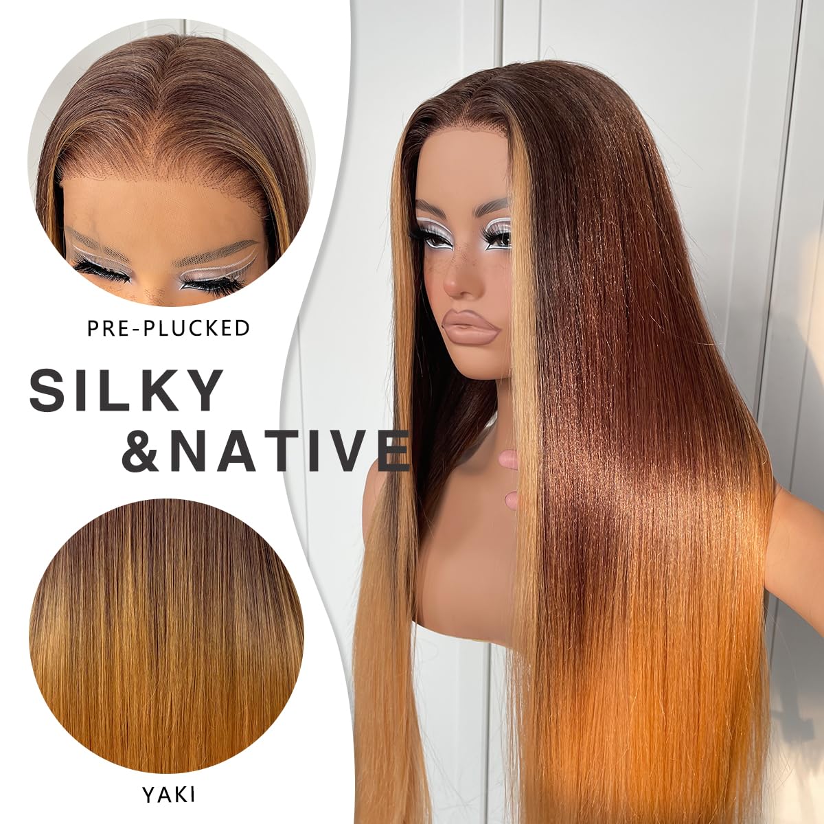MITIMES 13x6 Ombre Lace Front Wig pre plucked Glueless Highlight Ombre ...