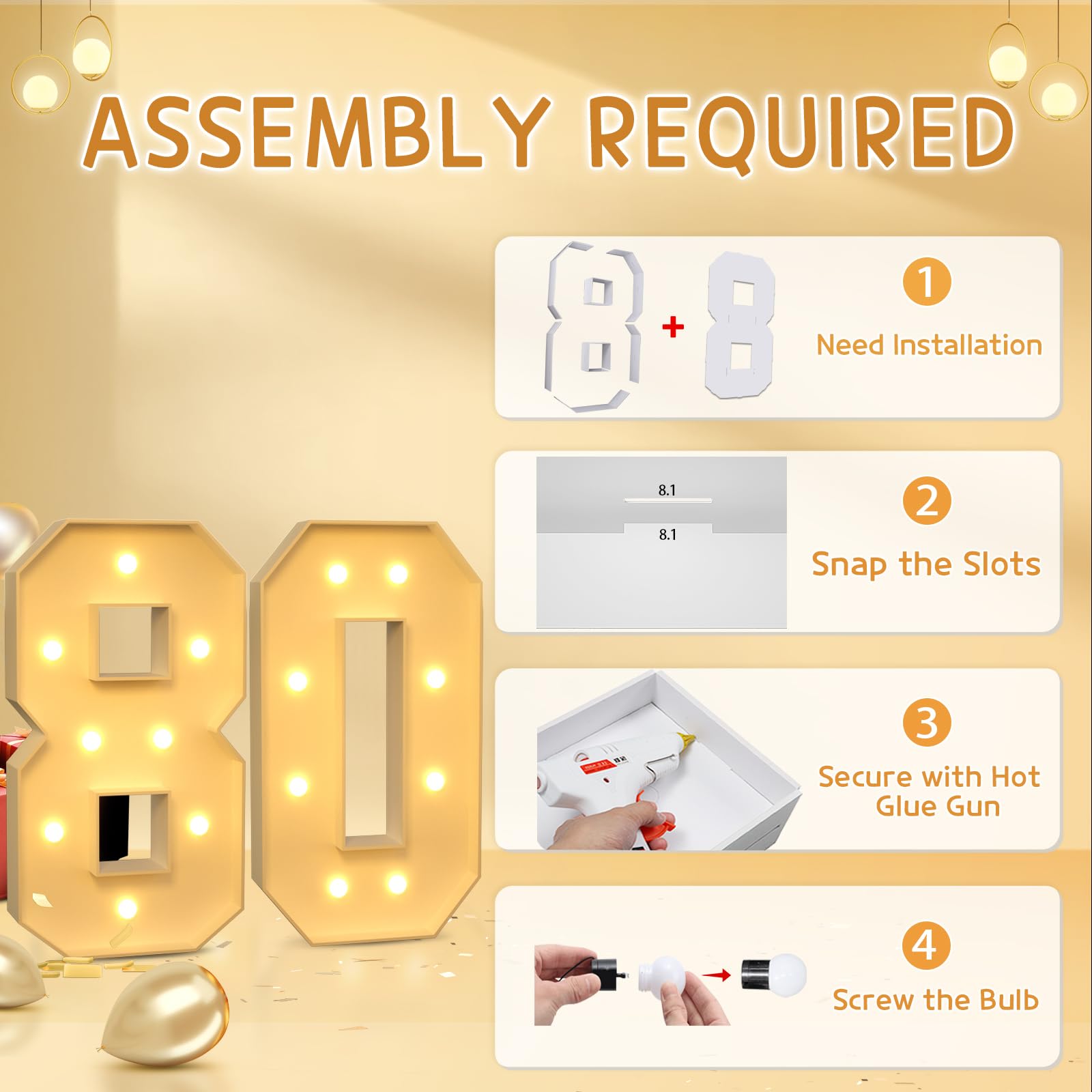Snapklik.com : Imprsv 3FT 80th Birthday Decorations Numbers: 80th ...