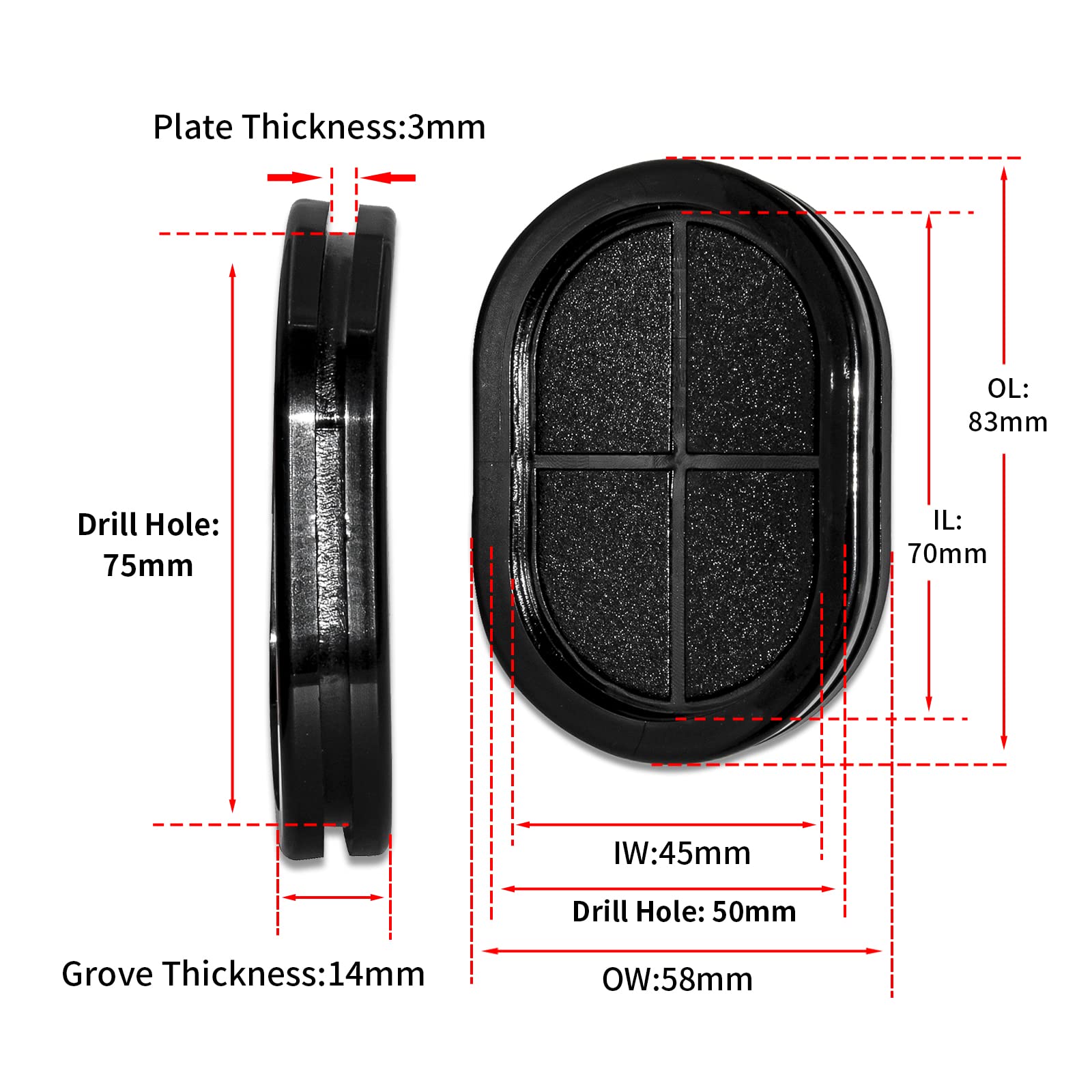 Snapklik.com : Black 50 X 75 Mm, 2" X 3" Double-Sided Synthetic Rubber ...