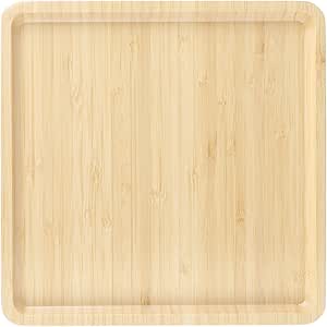 Amazon.com: BambooMN Square Bamboo Serving Tray - 9x9 - Vertical Tray ...