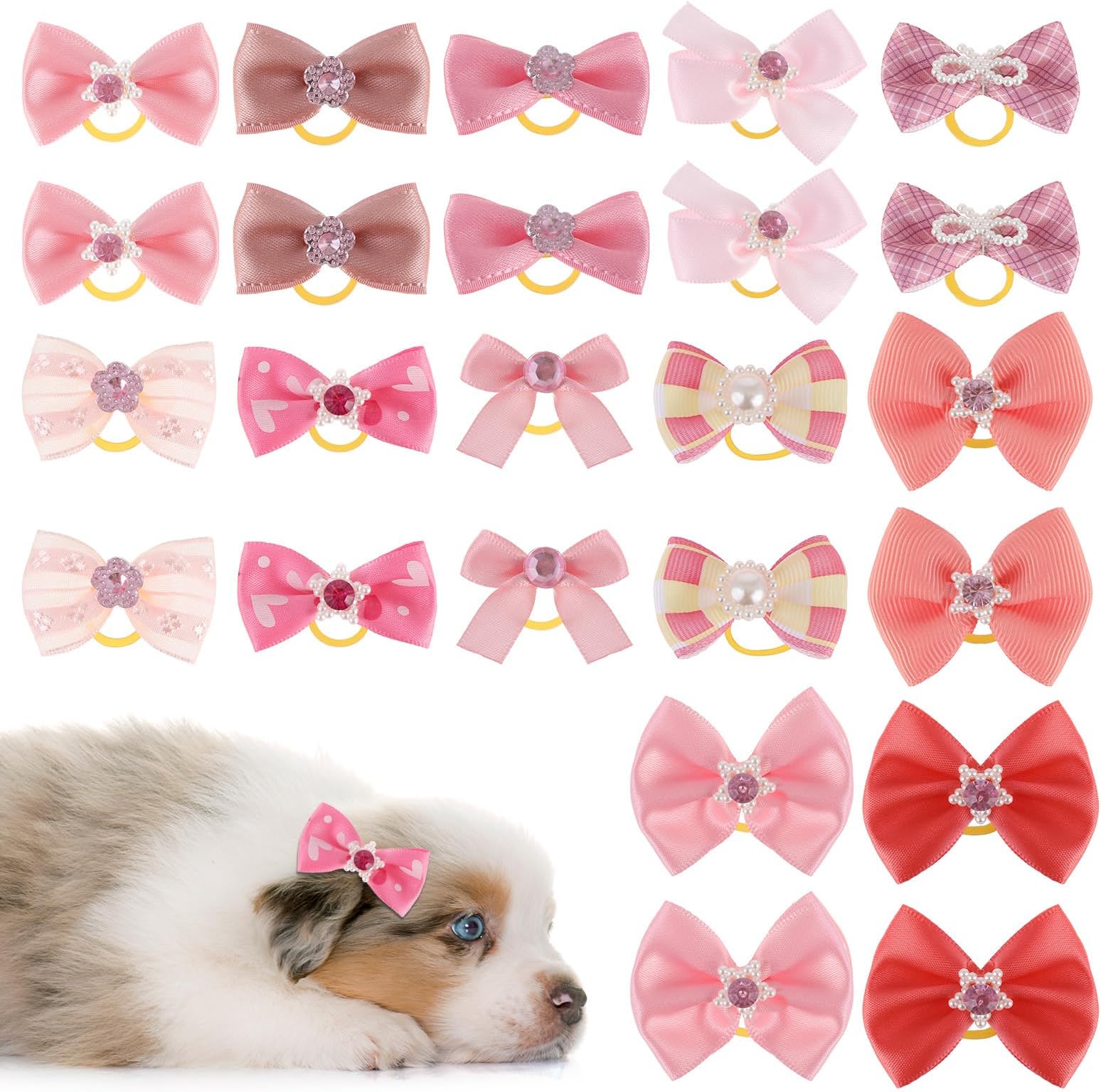 Amazon.com : LLOUSSAK 24Pcs Pink Dog Bows Small Size Dog, Small Dog ...