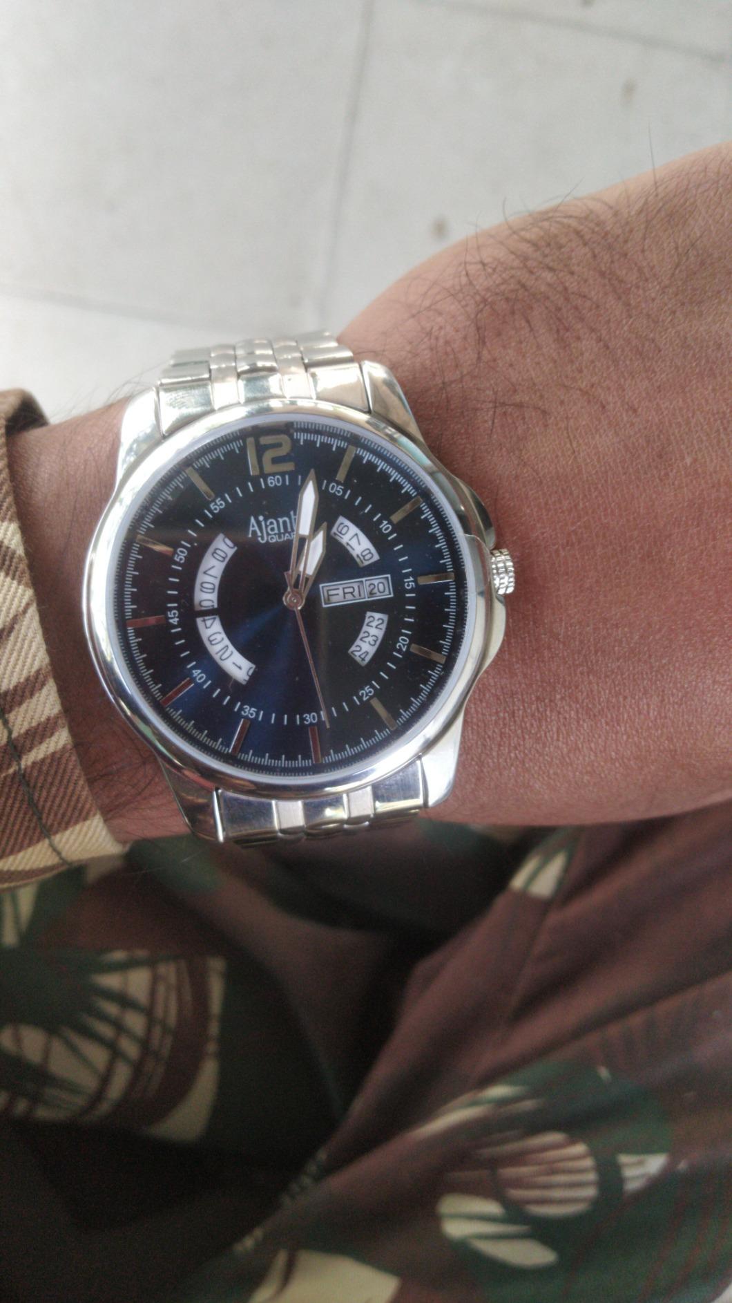 Ajanta Quartz Analog Gents Wrist Watch AWC048MSG (Silver-Black ...