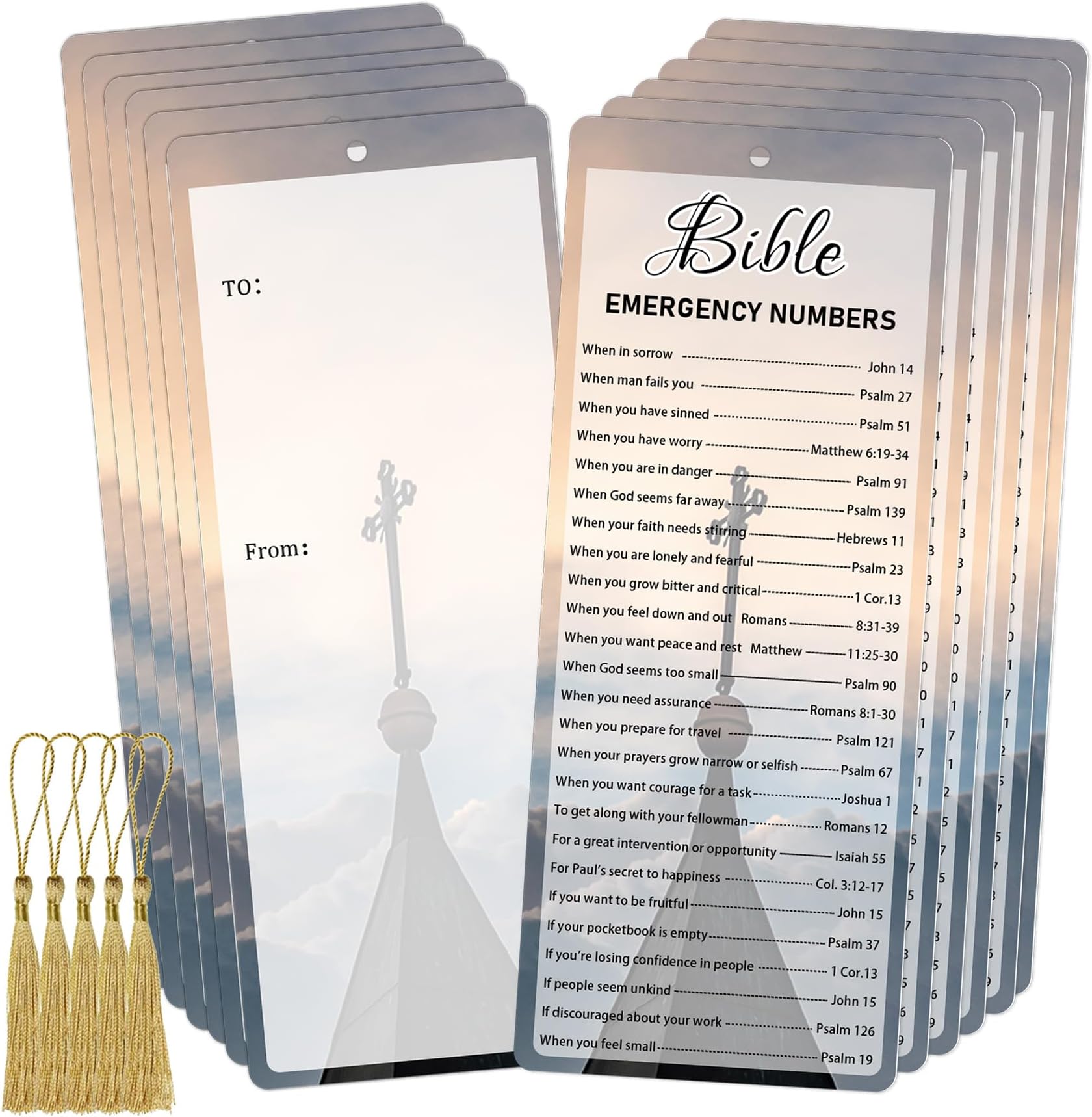 Amazon.com: Bible Emergency Numbers Bookmark Christian Bookmark Card ...