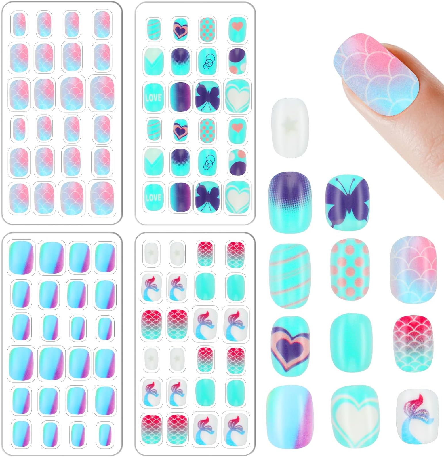 Amazon.com: Modelones 144Pcs 6 Pack Press on Nails for Kids Children ...