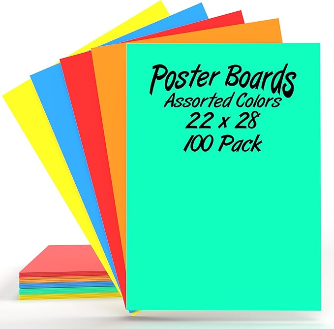 Amazon.com : Poster Board, Poster Paper 22x28, Colored Poster Board ...