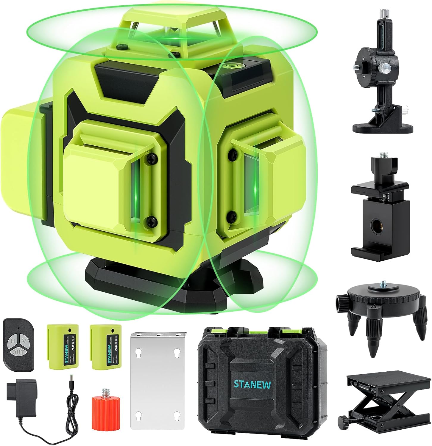 STANEW 4 x 360° Laser Level,Self-Leveling Green Laser Level 4D 16 Line ...