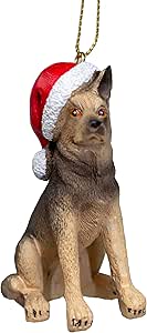 Amazon.com: Kurt Adler German Shepherd with Santa Hat Ornament : Home ...
