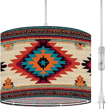 Plug In Pendant Light American ethnic native Traditional Navajo Aztec ...