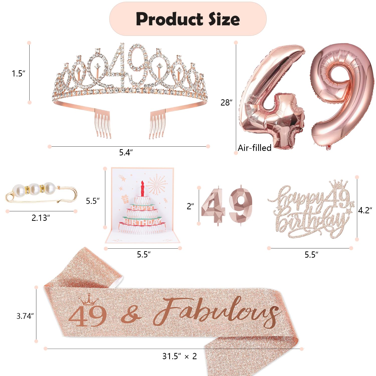 Snapklik.com : 49th Birthday Decorations For Her Women, Including 49 ...