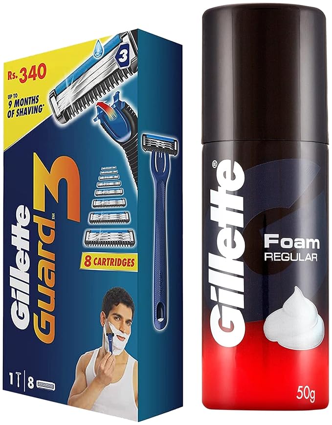 Buy Gillette Guard 3 Single Razor with 8 Blades Pack & Gillette Classic ...