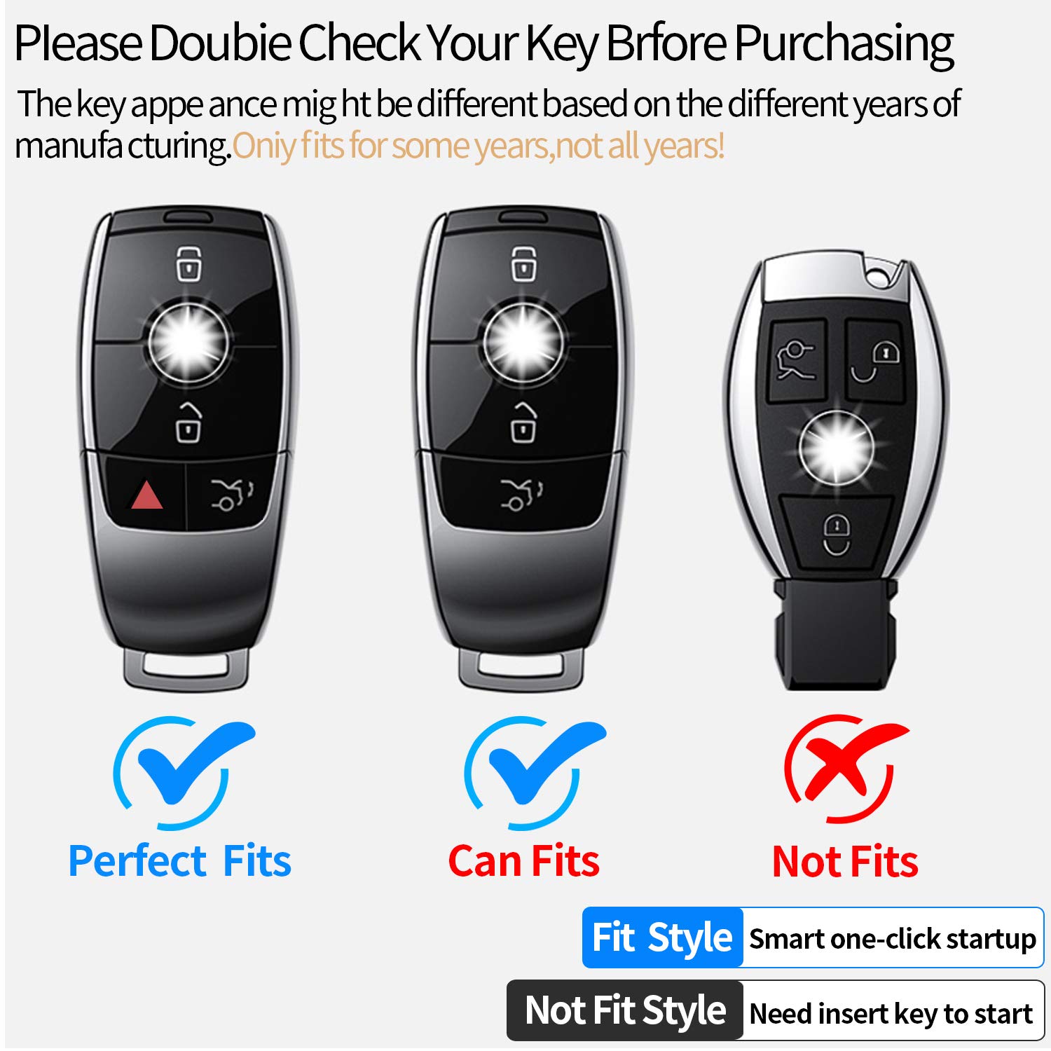 For Mercedes Benz Genuine Leather key fob cover with keychain ...