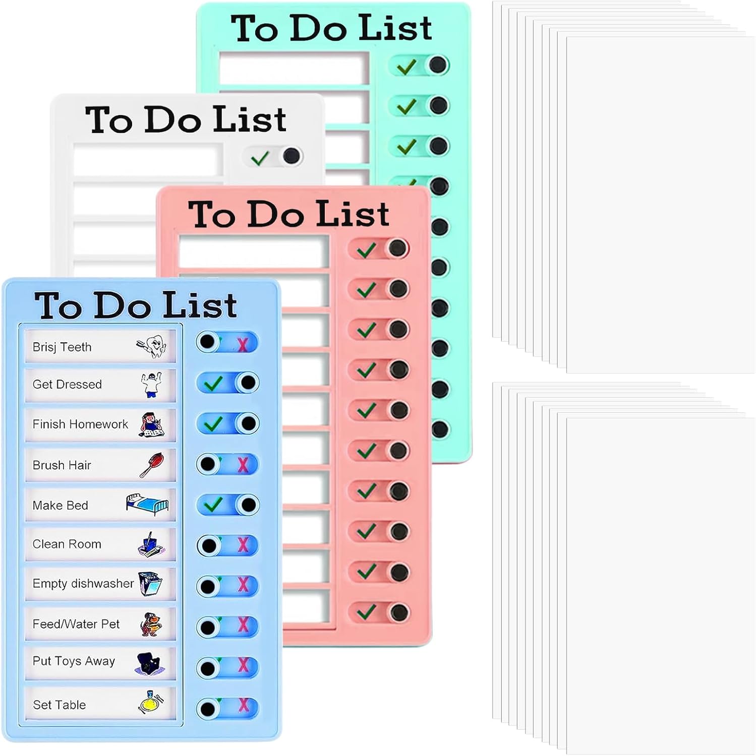 Joycabin 4 Stück Memo Checklist Boards, To Do List Checklist Board mit 20 Austauschbaren Leeren ...