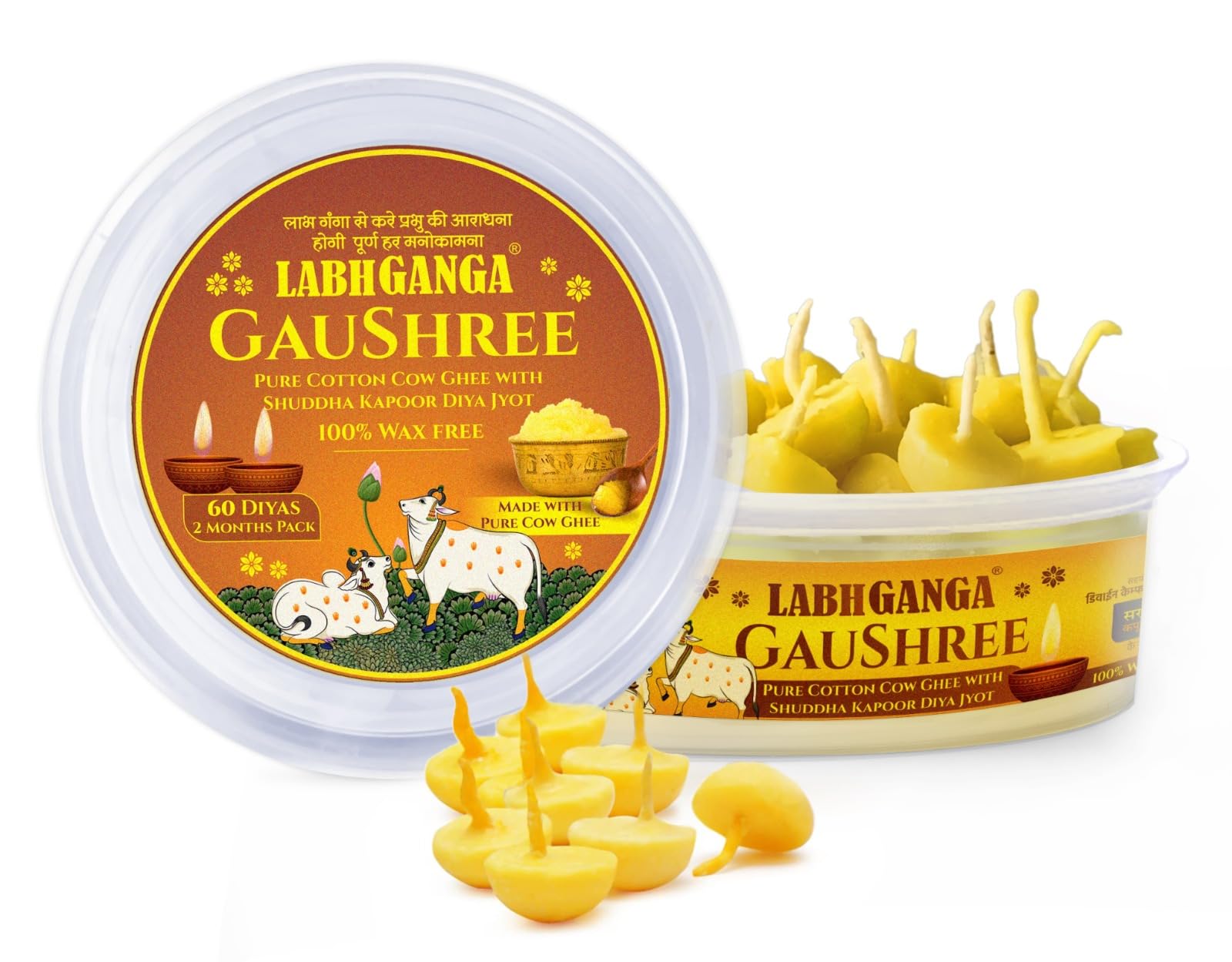 Buy LABH GANGA Ghee Diya for Puja Camphor - Ideal for Pooja, Festivals ...