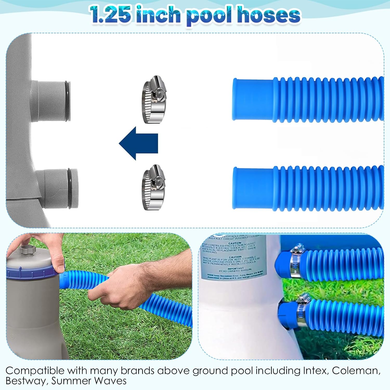 Coleman Pool Hoses IDEASURE 1.25" X 59" Pool Hoses For Above Ground ...