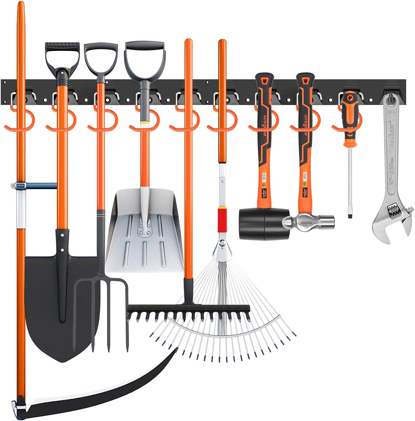 Double Garden Tool Rack - Wall Mounted Tool Holder, Hanging Rack with ...
