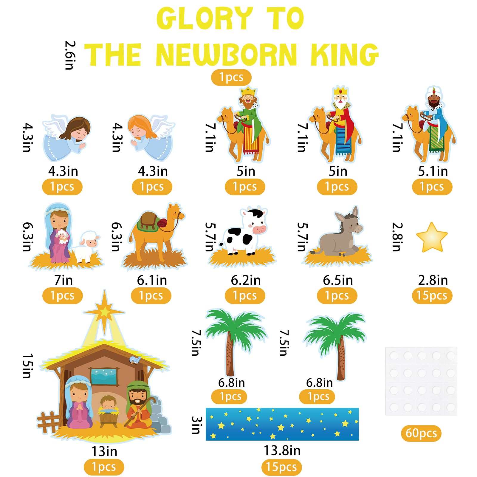 Snapklik.com : Whaline 63Pcs Christmas Nativity Bulletin Board ...