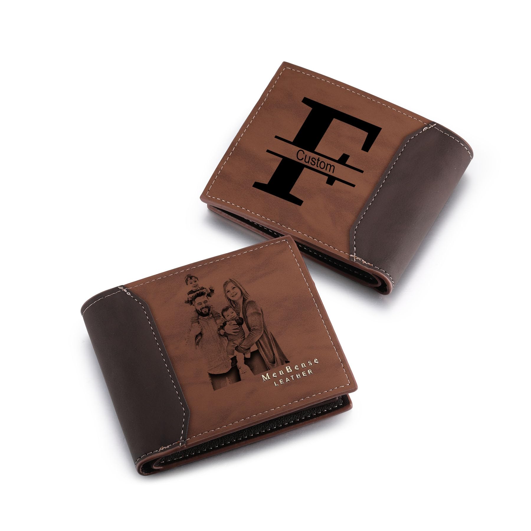 MeMeDIY Personalized Leather Bifold Wallets for Men Custom Engraved ...
