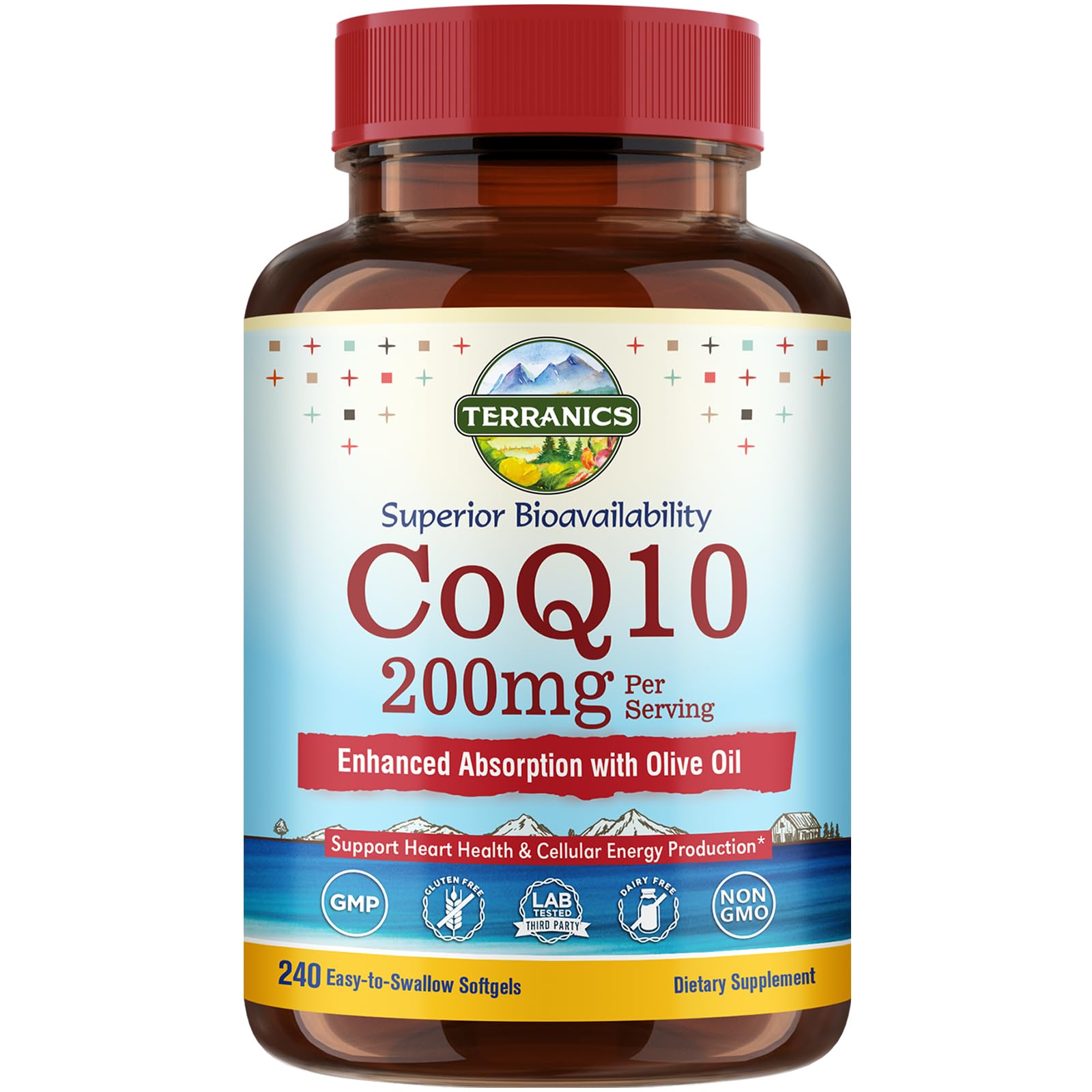 Amazon.com: Terranics CoQ10 200mg Per Serving, Coenzyme Q10 Supplement ...