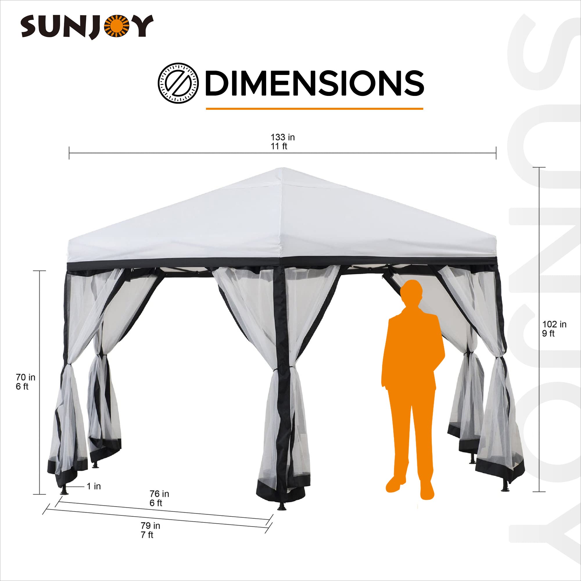 Sunjoy 11x11 ft. Pop Up Gazebo, 2-Tone Portable Canopy/Tent, Outdoor ...
