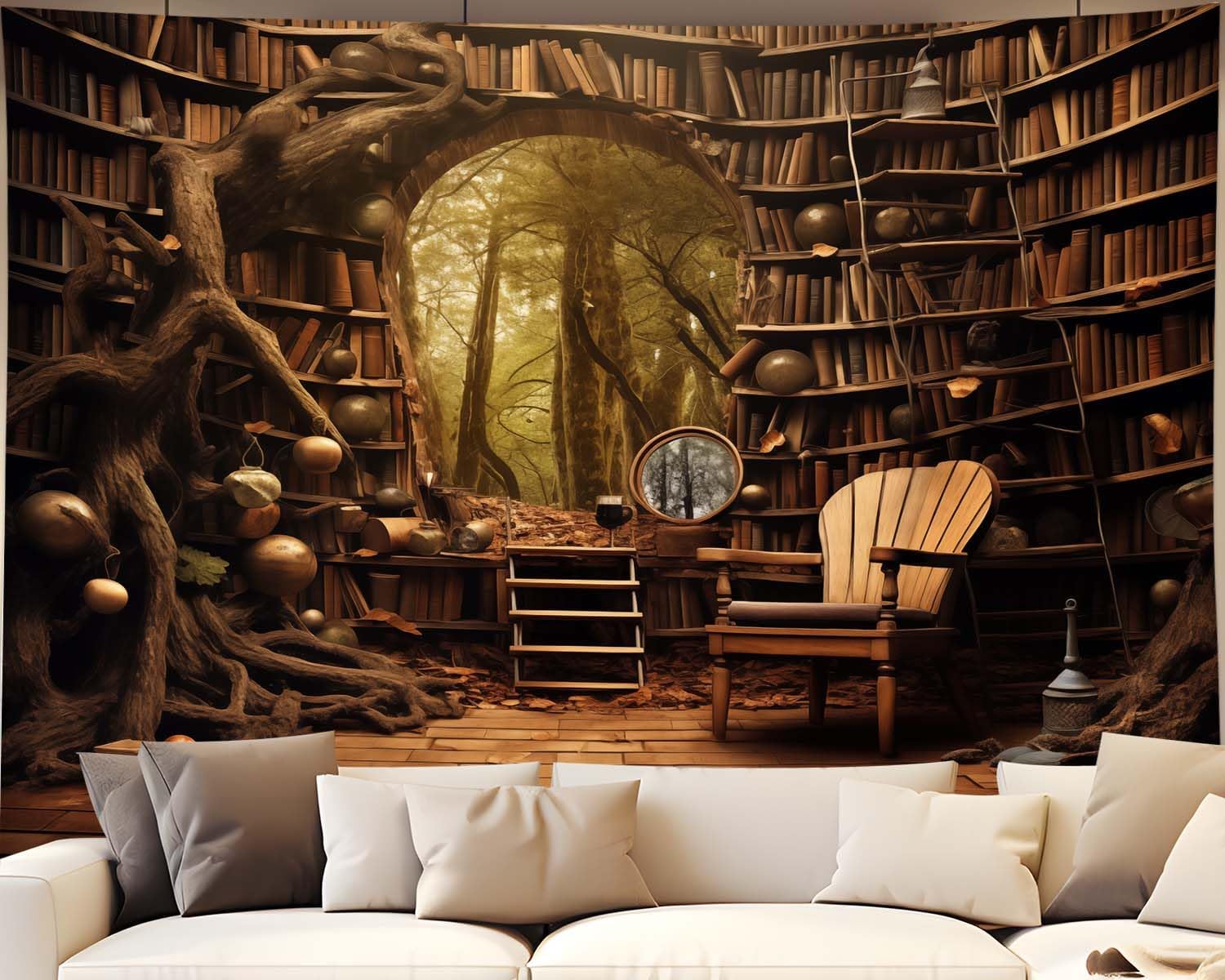 Amazon.com: QGHOT Library Tapestry Misty Witchy Fantasy Forest Wall ...