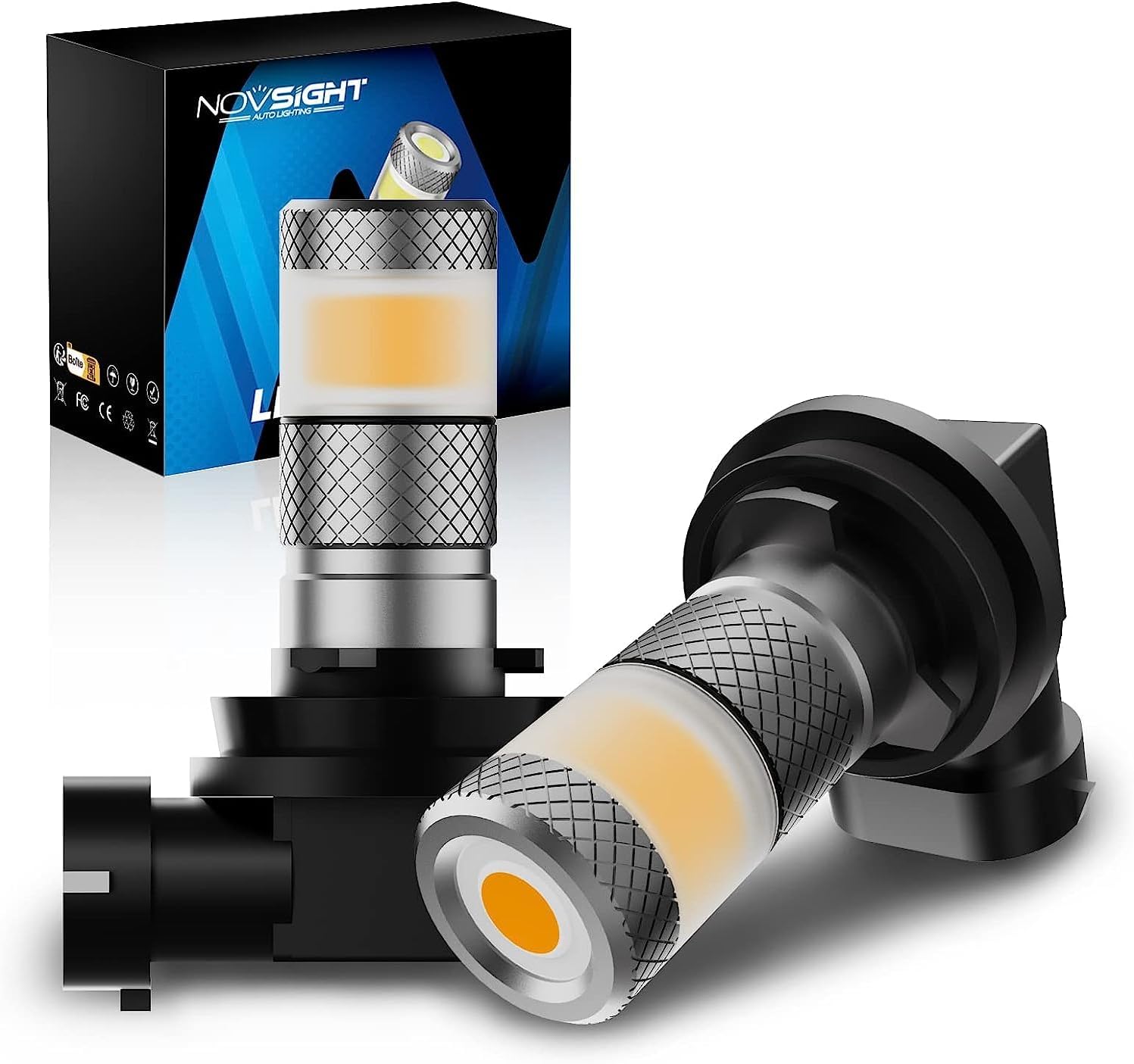 Amazon.com: NOVSIGHT 9140/H10/9145 Amber 3000K LED Fog Light Bulbs, 360 Full-Angle Illumination ...