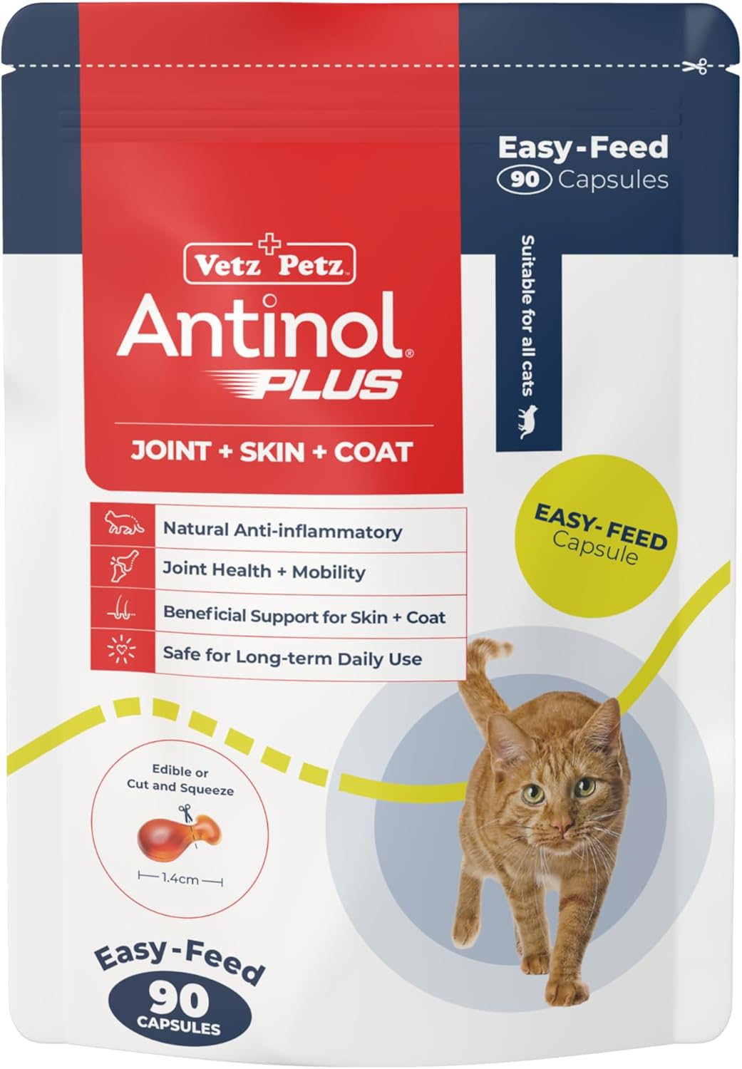 Vetz Petz Antinol Plus – Natural Joint, Skin & Coat Supplement for Cats ...