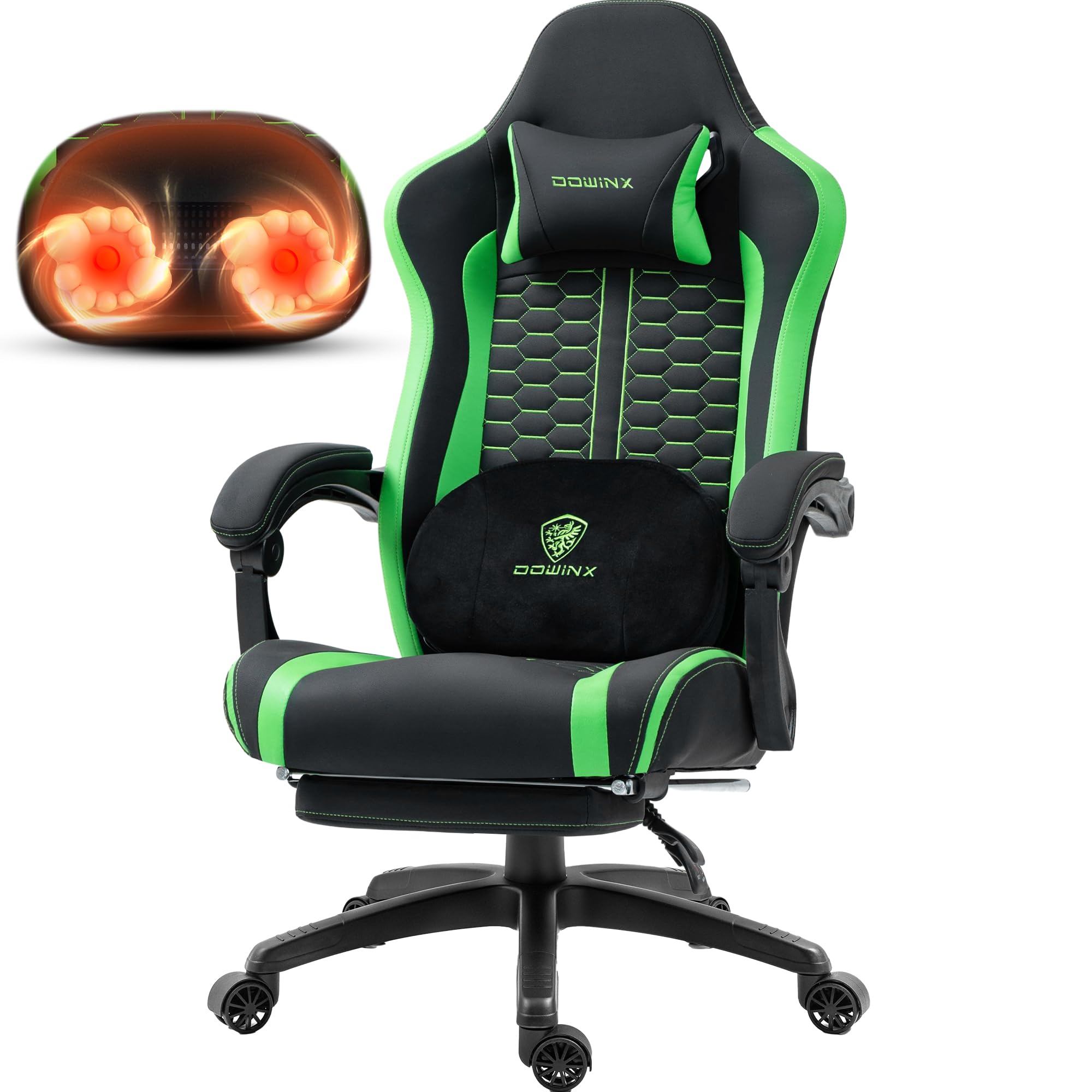 Dowinx Gaming Chair with Heated Massage Lumbar Support, Ergonomic ...