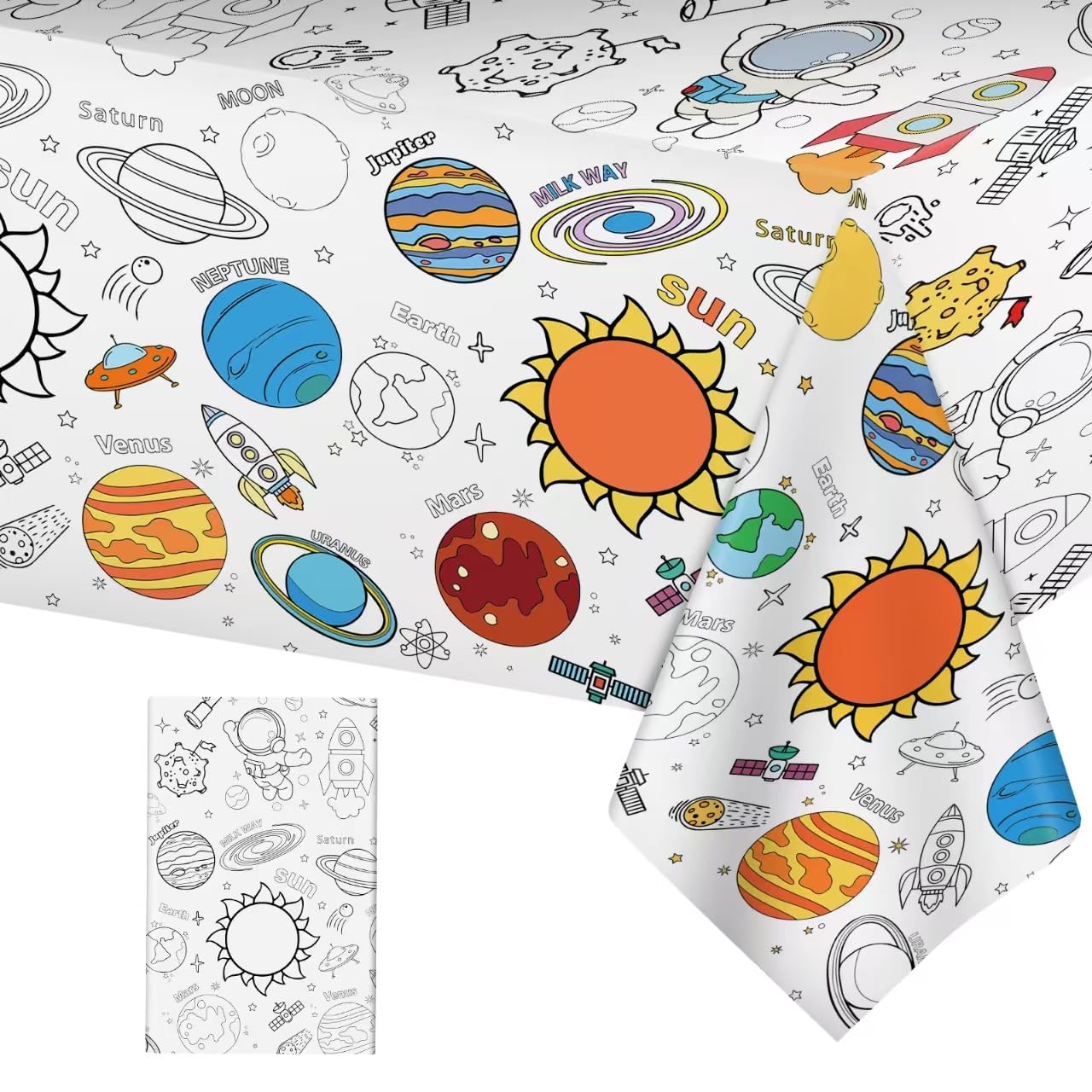 Snapklik.com : Outer Space Coloring Tablecloth For Kids - Giant Solar ...
