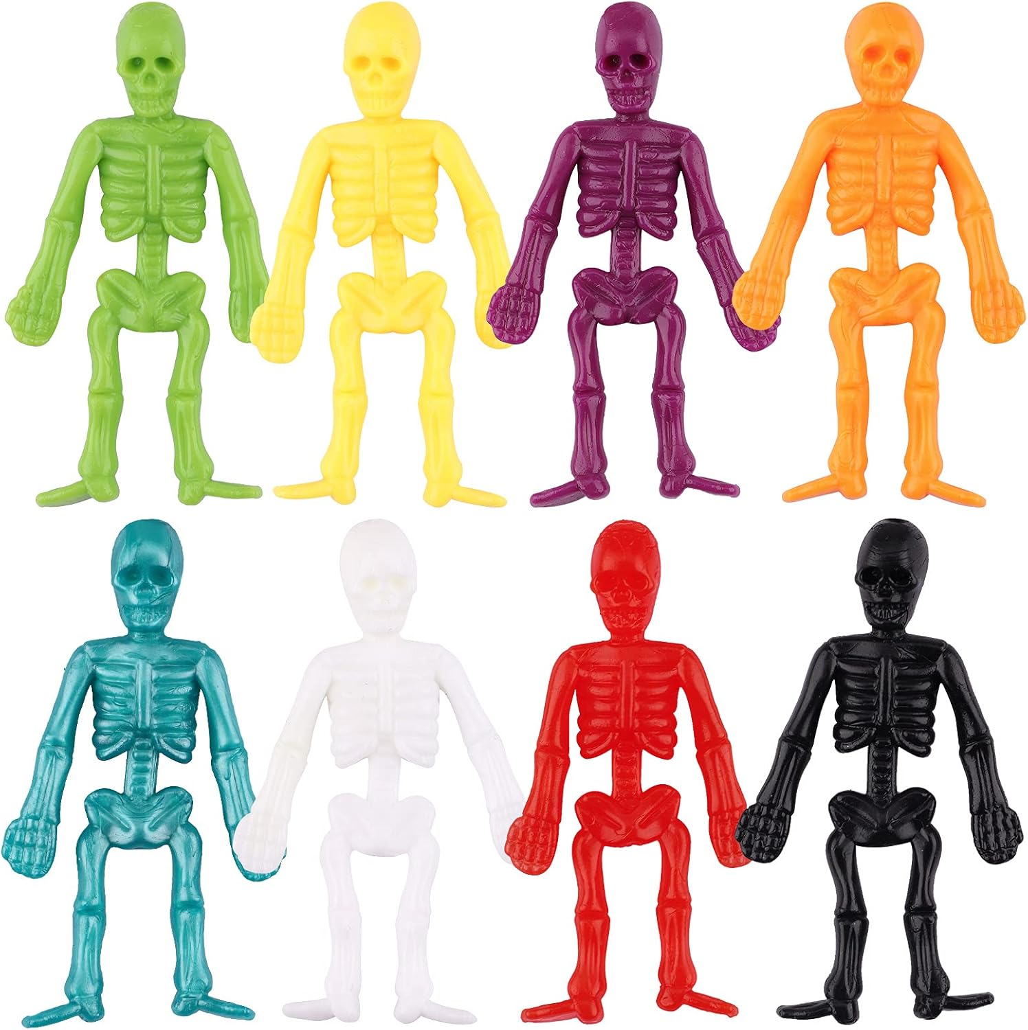 64 Pcs Halloween Stretchy Skeletons Assorted Colour Stretchy Skeleton ...