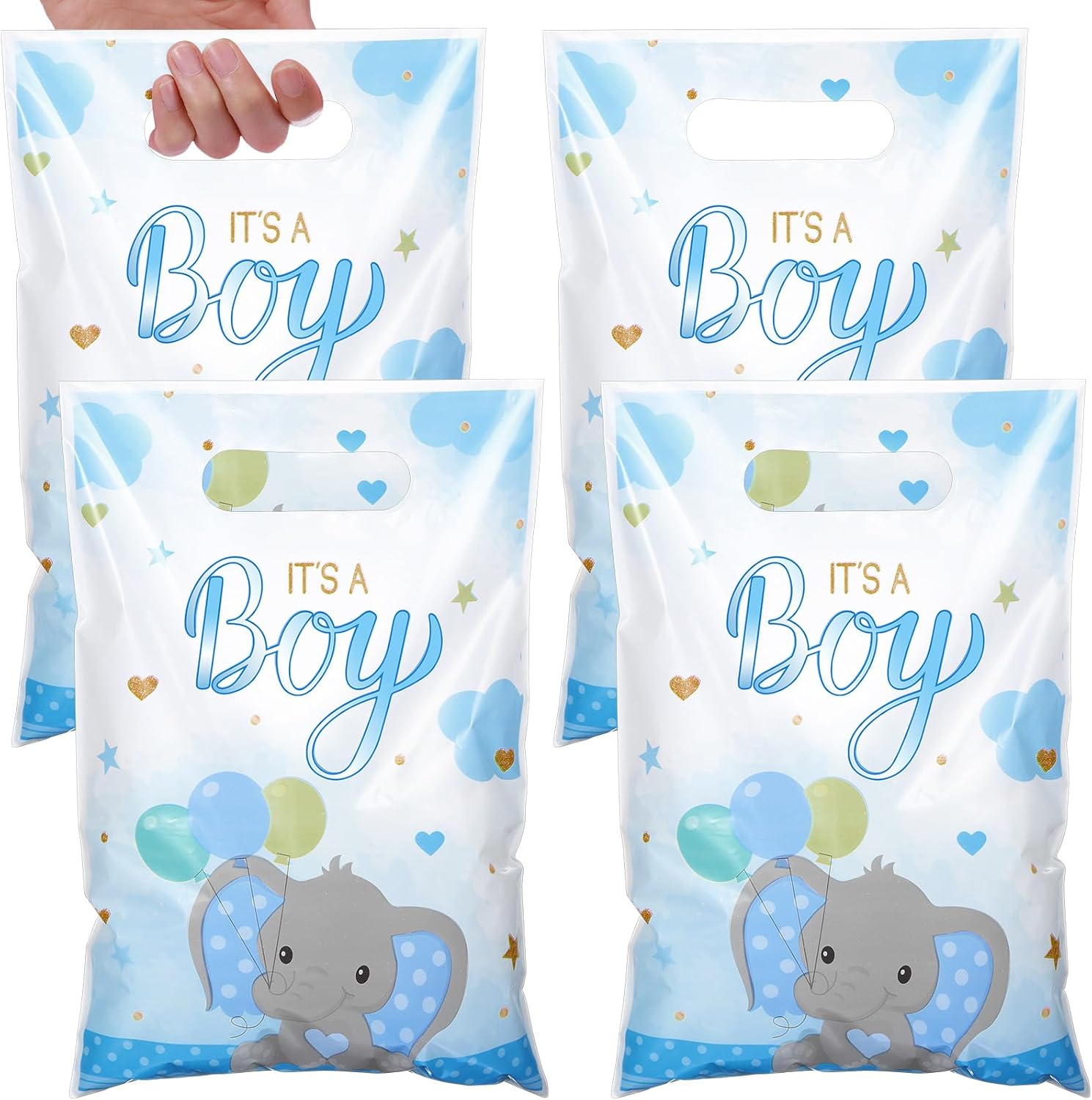 Amazon.com: Pajean 100 Pcs Baby Shower Favor Bags Plastic It's a Boy ...