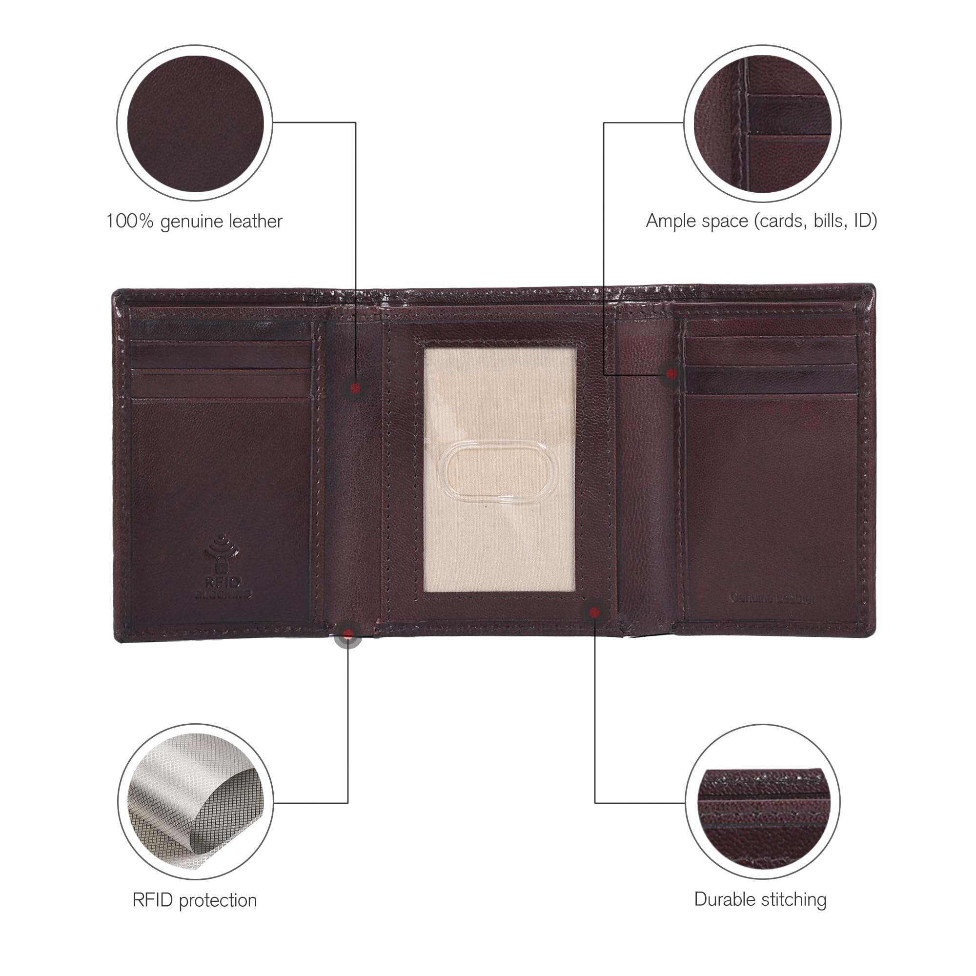 Snapklik.com : Real Leather Mens Trifold Wallet RFID Blocking Slim ...