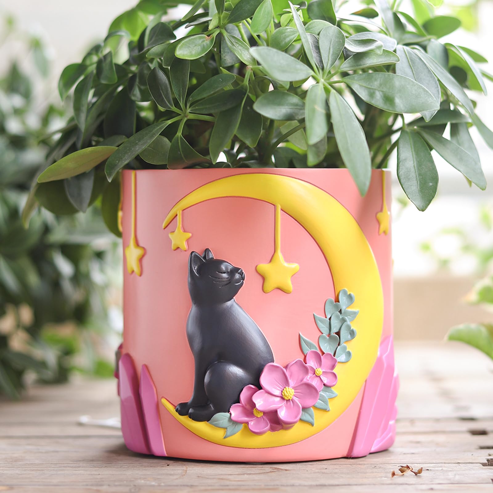 Amazon.com : GUGUGO Moon Cat Cute Planters, Unique Plant Pot with ...