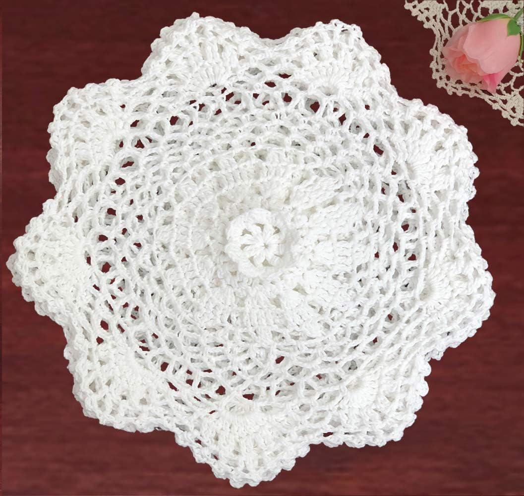 Amazon.com: Creative Linens 6PCS 12" Round Crochet Lace Doily Beige 100 ...