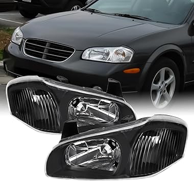 Amazon.com: AKKON - For Black 2000 2001 Maxima Headlights Front ...