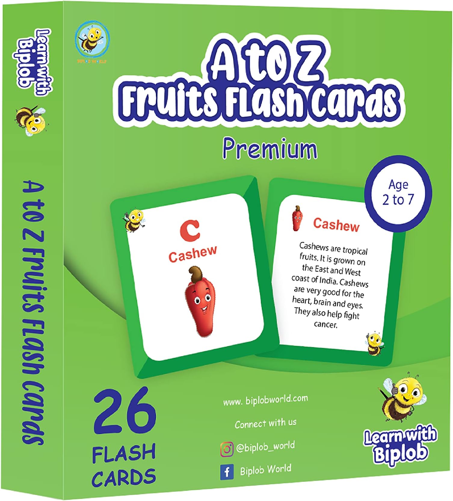 Buy Biplob the Bumblebee Flash Cards for Kids |A to Z Fruits Flash ...