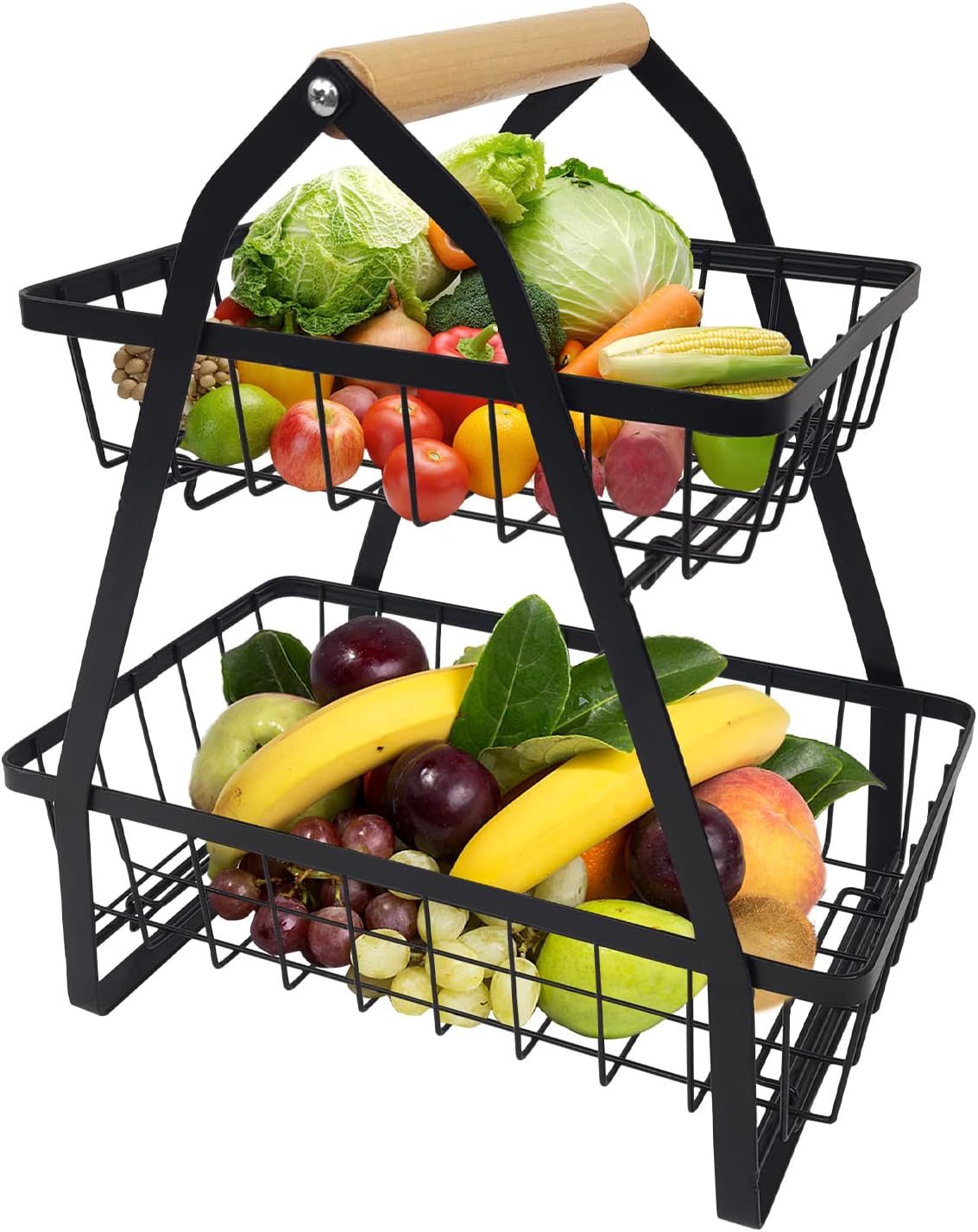 Obst Etagere 2 Etagen Obstkorb, Obstschale Schwarz Metall Fruits Basket ...