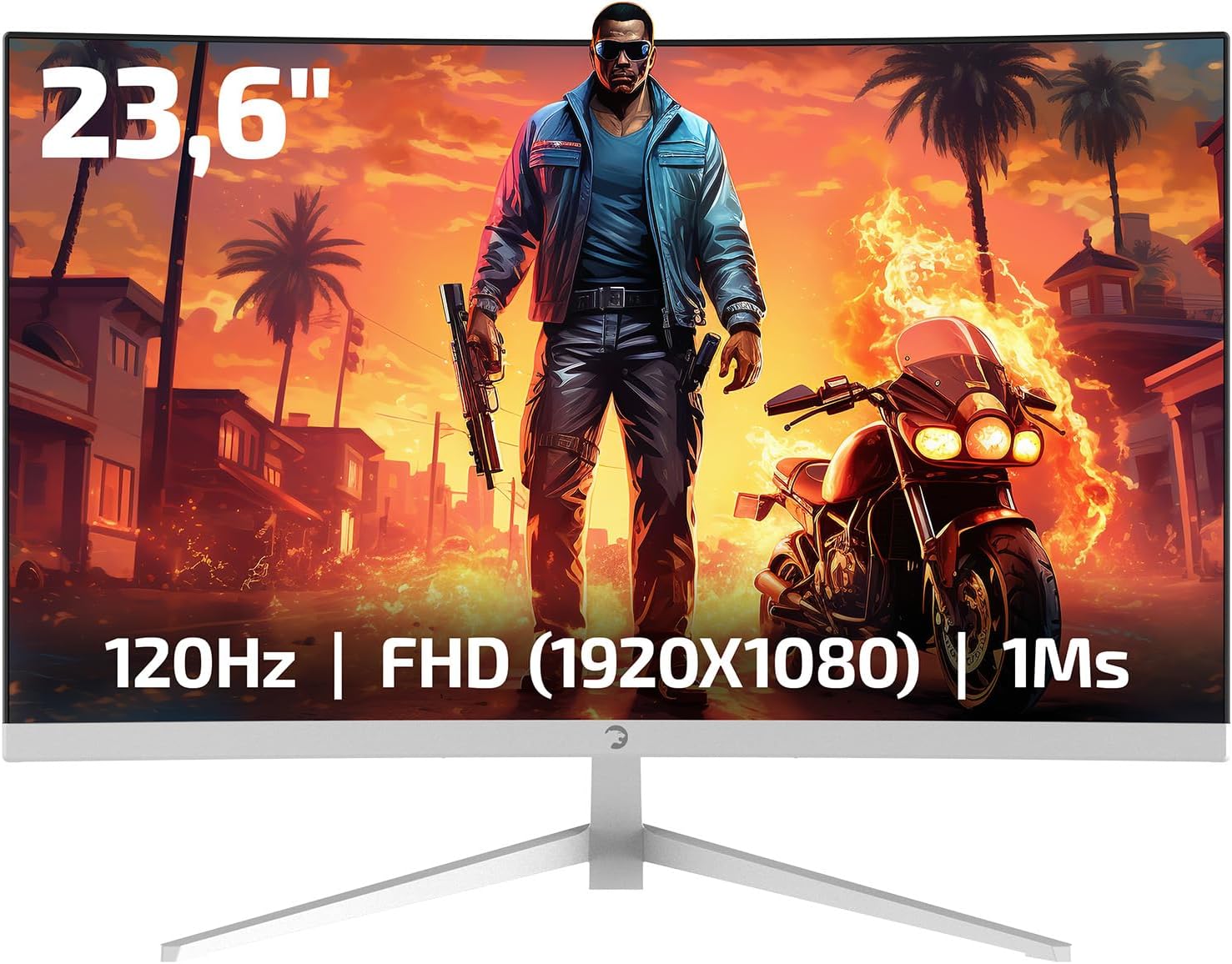 Amazon.com: GAMEPOWER F10 23.6 Inch Curved White Gaming Monitor, 120Hz ...