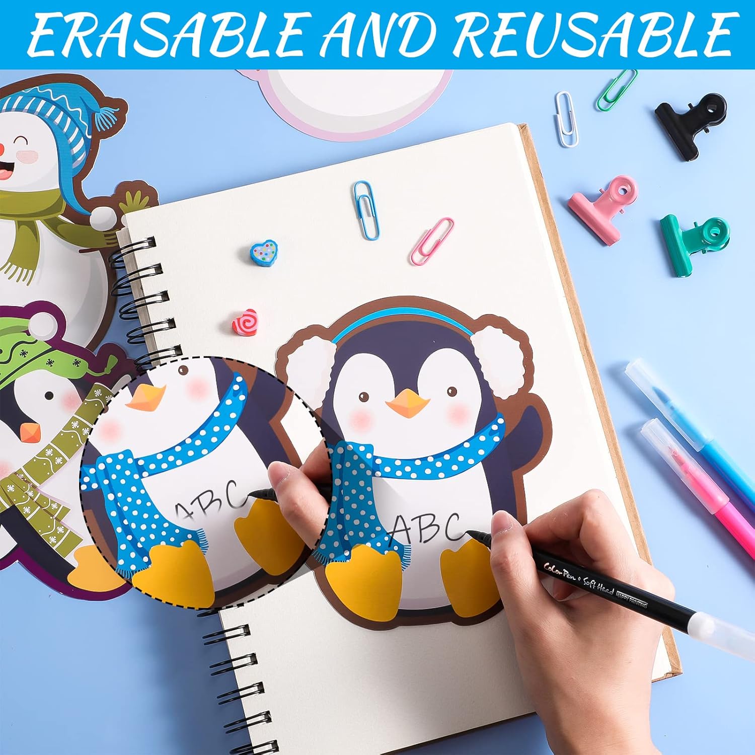 45 Pieces Winter Cutouts, Penguin Snowmen Snowflake Accents Paper ...