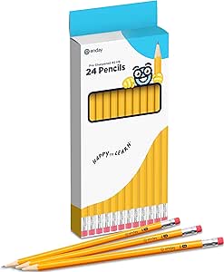 Enday Presharpened #2 Pencils 12 Count Pack of 2, Wood-Cased Yellow ...
