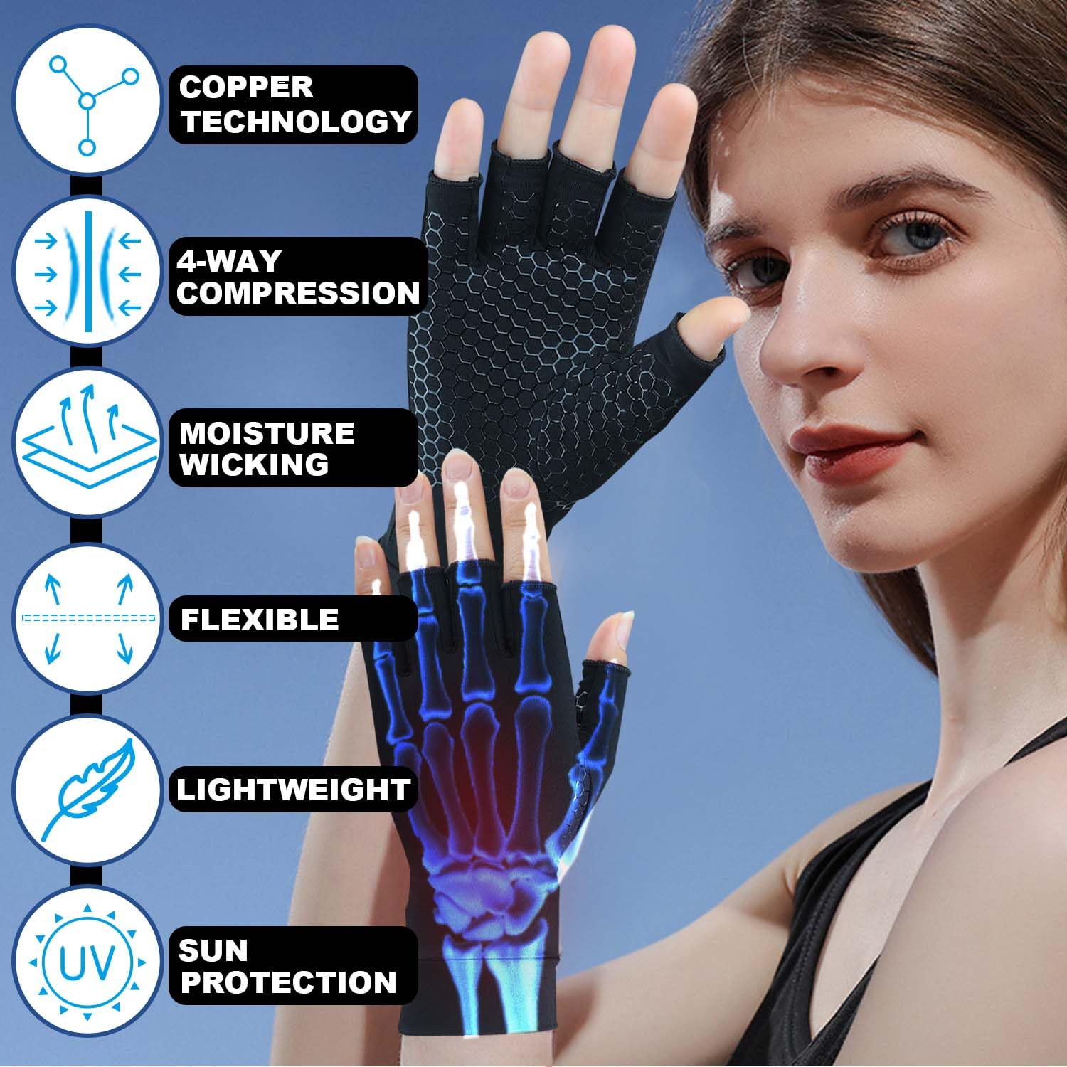 Snapklik.com : 2 Pairs Copper Arthritis Gloves For Carpal Tunnel Pain ...