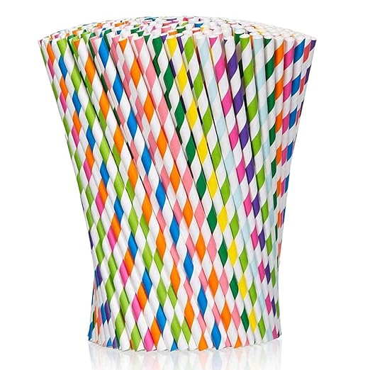 Imaashi Pack of 100 Eco-Friendly Paper Straws Pipes- 100% Biodegradable ...