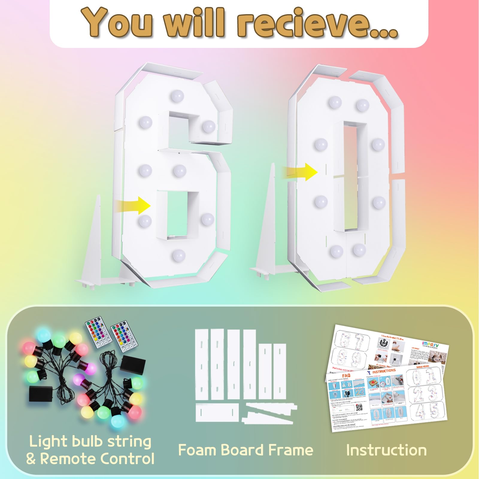 Snapklik.com : Marquee Numbers Colorful 60th Birthday Decoration: 4FT ...