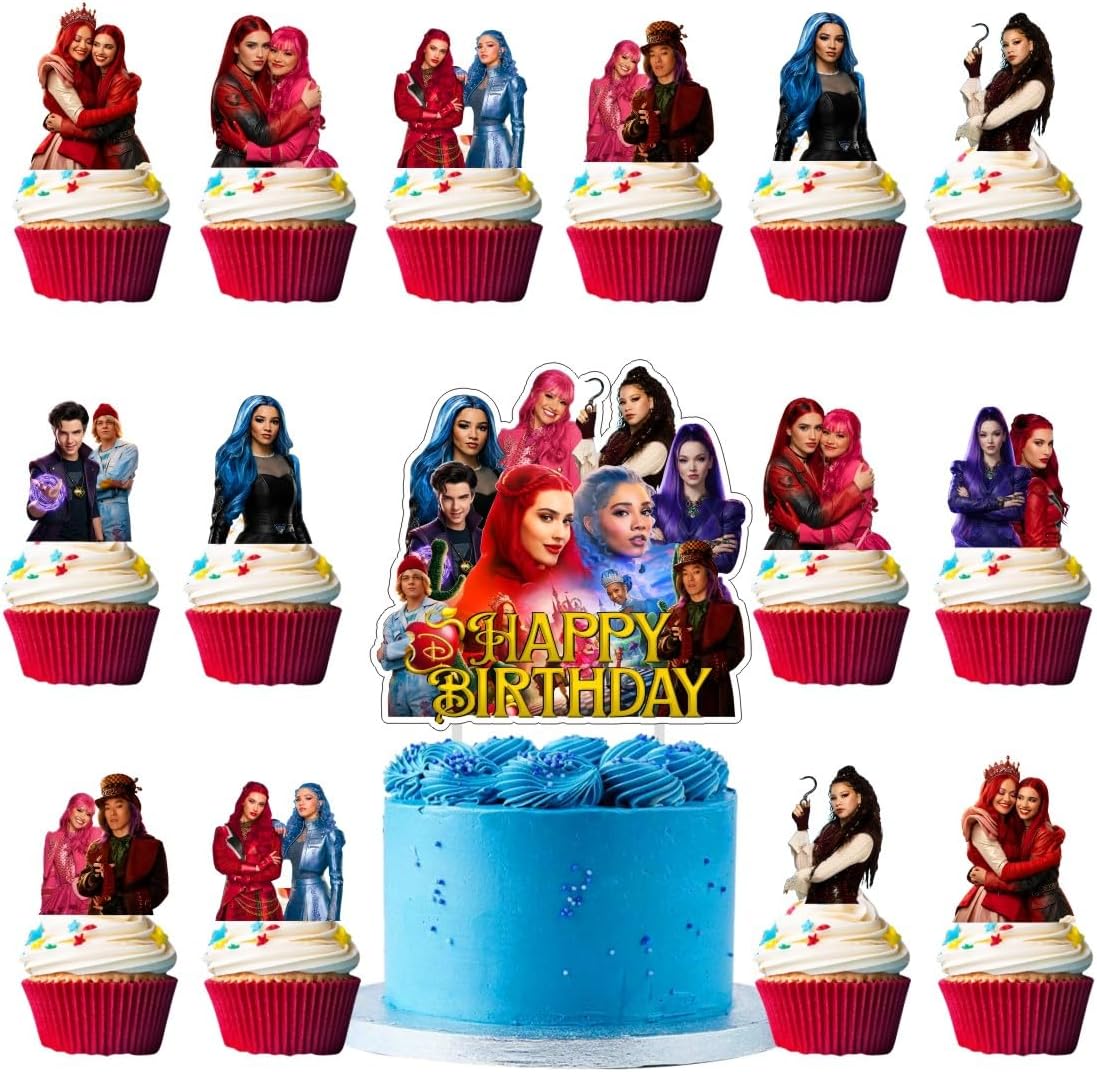 Amazon.com: 25Pcs Descendants Wicked Wonderland Birthday Decorations ...