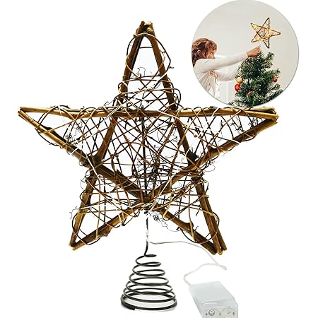 Amazon.com: Kurt S. Adler 12-Inch Natural Brown Star Treetop with ...