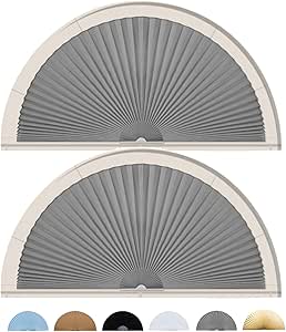 Amazon.com: Jlong 2 Pcs Arch Window Shade Half Circle Round Pleated Blinds No Tools Arched Light ...